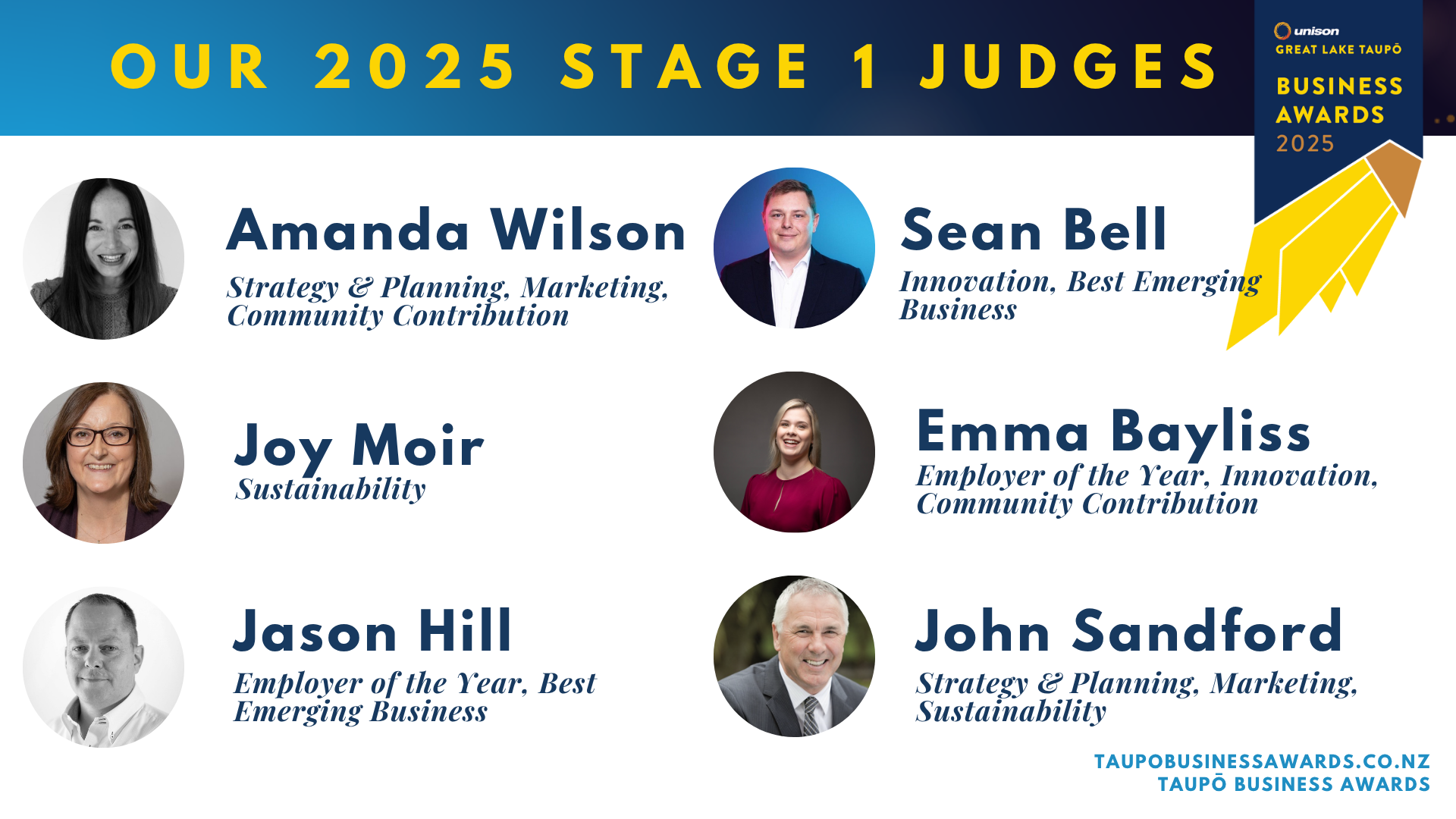 Meet our Stage One Judges | Taupo Business Awards